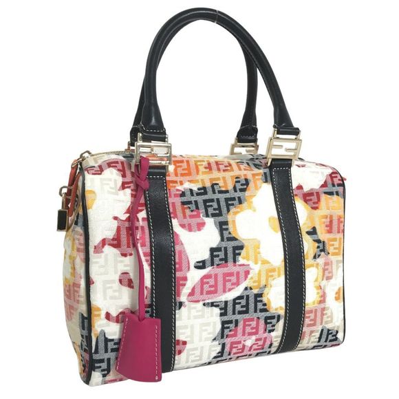 Fendi | Bags | Fendi Boston Bag Zucchino Sbl68 Canvas Leather ...
